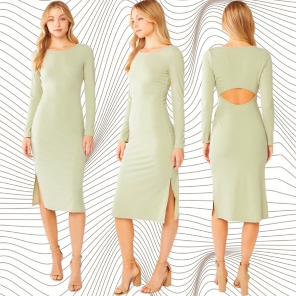 entro | Dresses | Entro Andie Ribbed Long Sleeve Cut Out Midi Dress ...